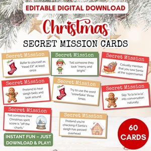 Christmas Secret Mission Cards - Etsy