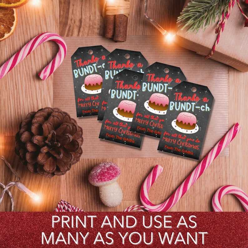 Printable Christmas Bundt Cake Gift Tag Editable Instant | Etsy