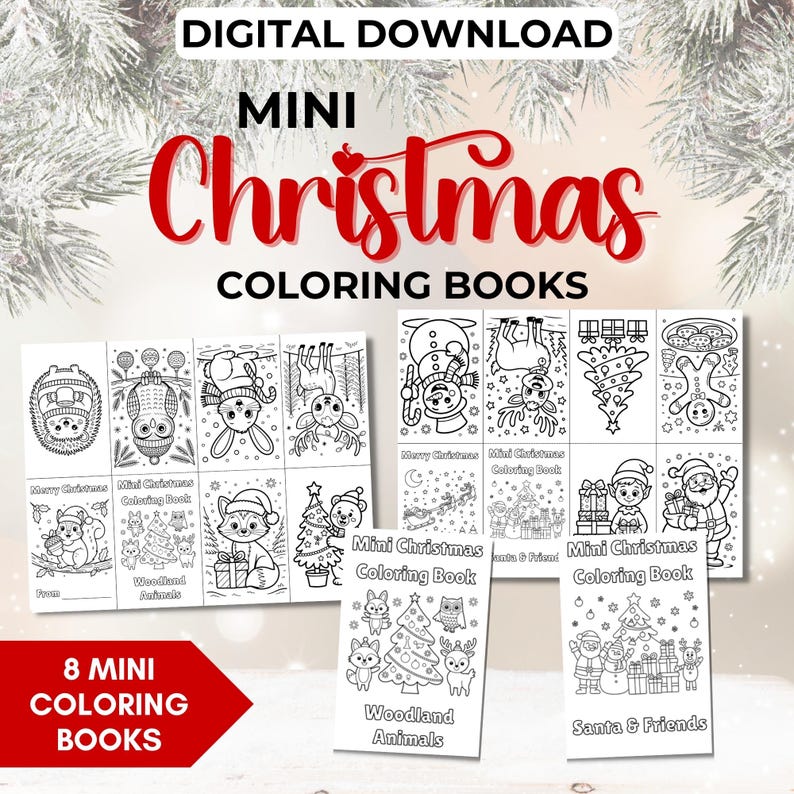 Mini Christmas Coloring Book Bundle (set of 8) – Printable Christmas ...
