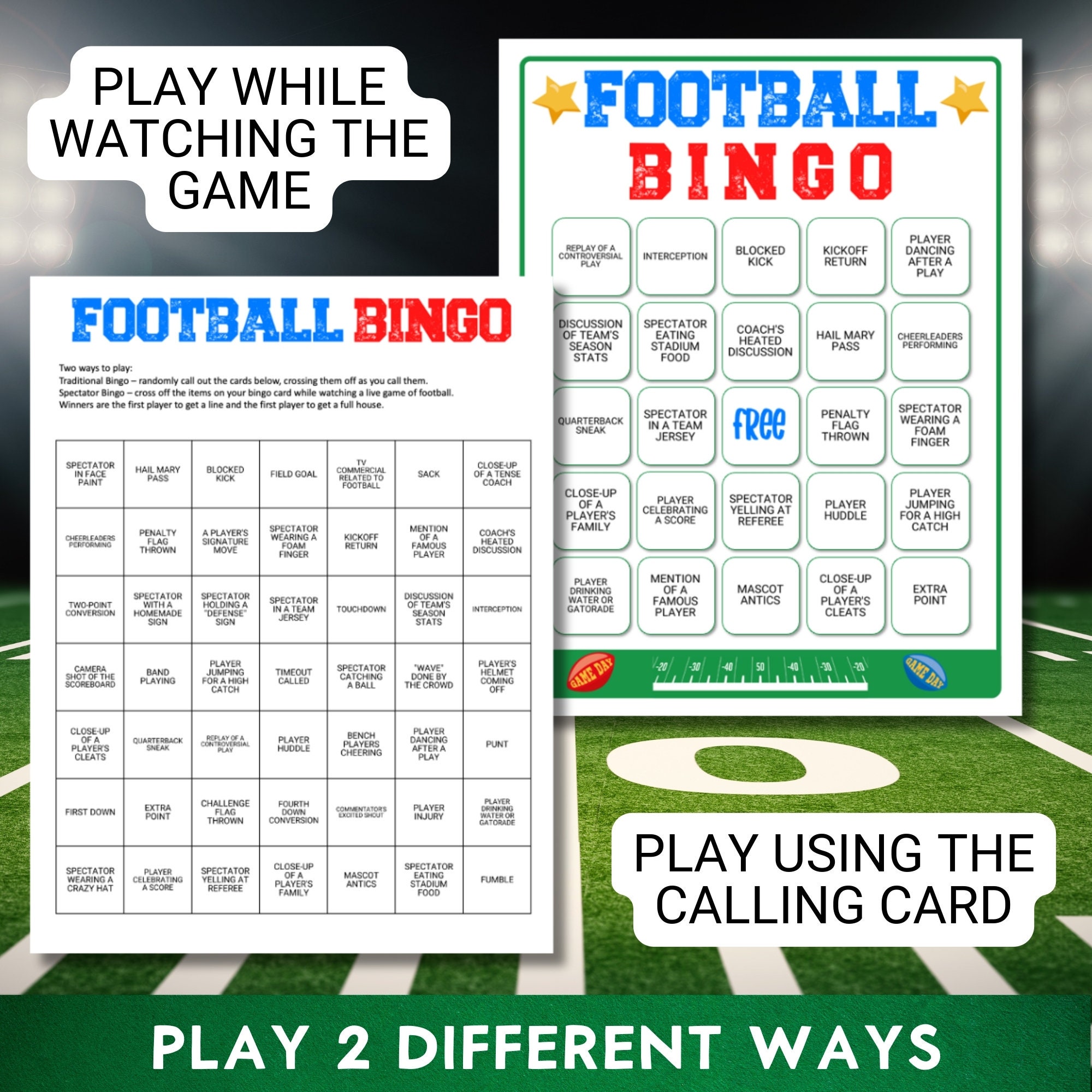 Football Bingo, 40 Unique Bingo Cards, Football Activity, Kid's ...