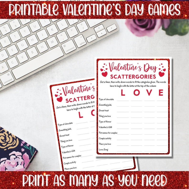Printable Valentine's Day Scattergories Party Game - Etsy