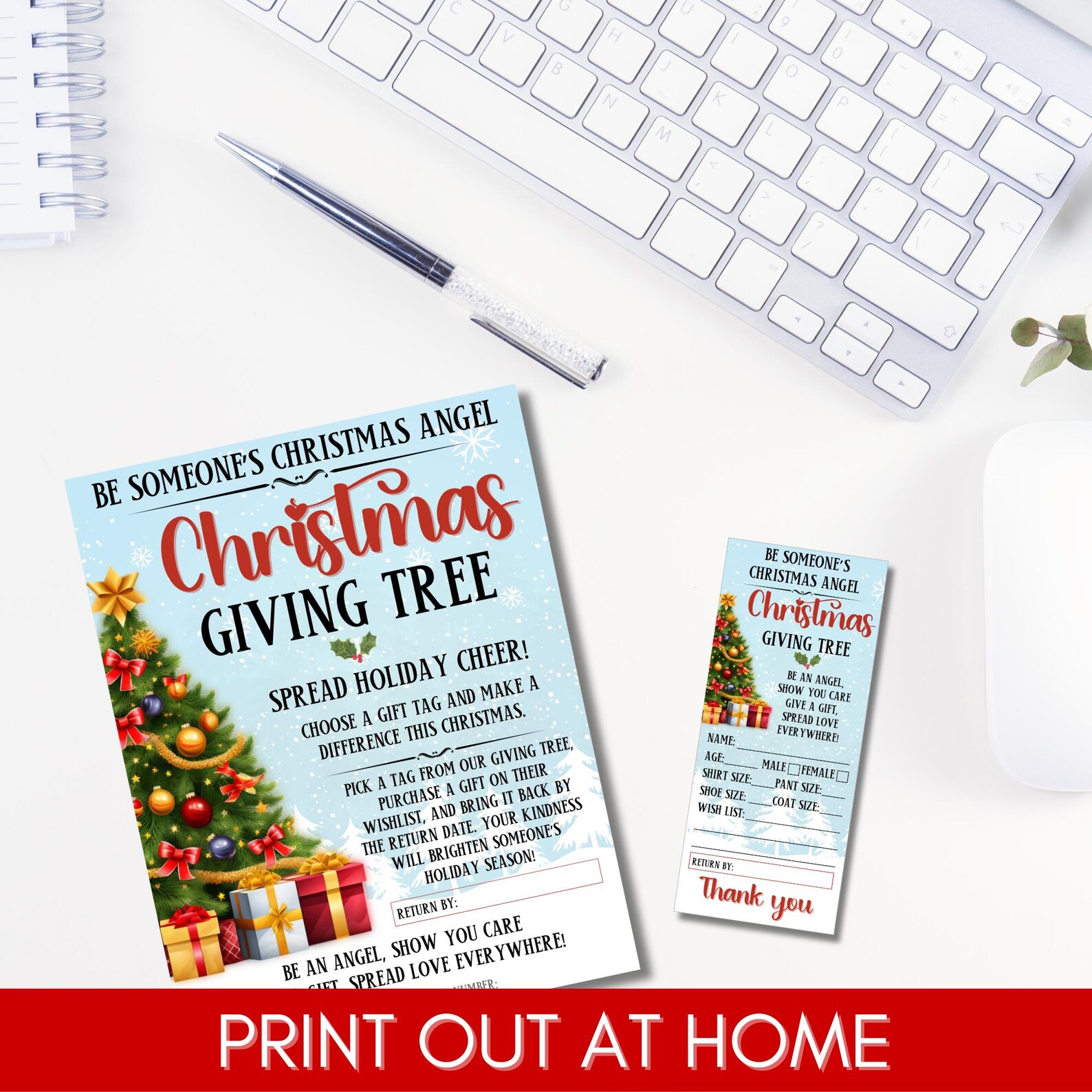 Christmas Giving Tree Gift Tag, Editable Christmas Angel Tree Flyer ...