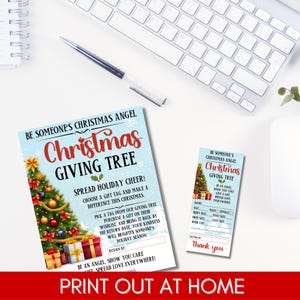 Christmas Giving Tree Gift Tag, Editable Christmas Angel Tree Flyer ...