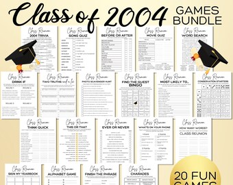 Printable Class of 2004 Class Reunion Games, High School Reunion, 20th ...