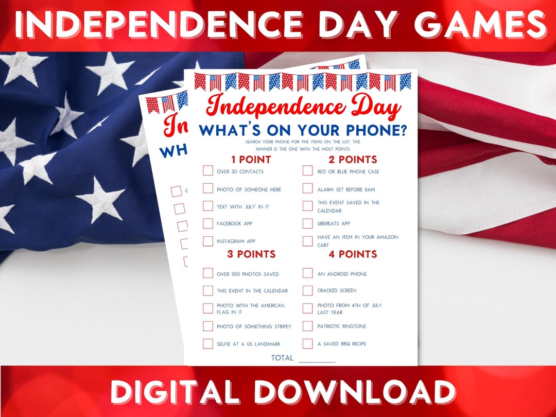 Printable Independence Day What's on Your Phone Game, Family Fun ...
