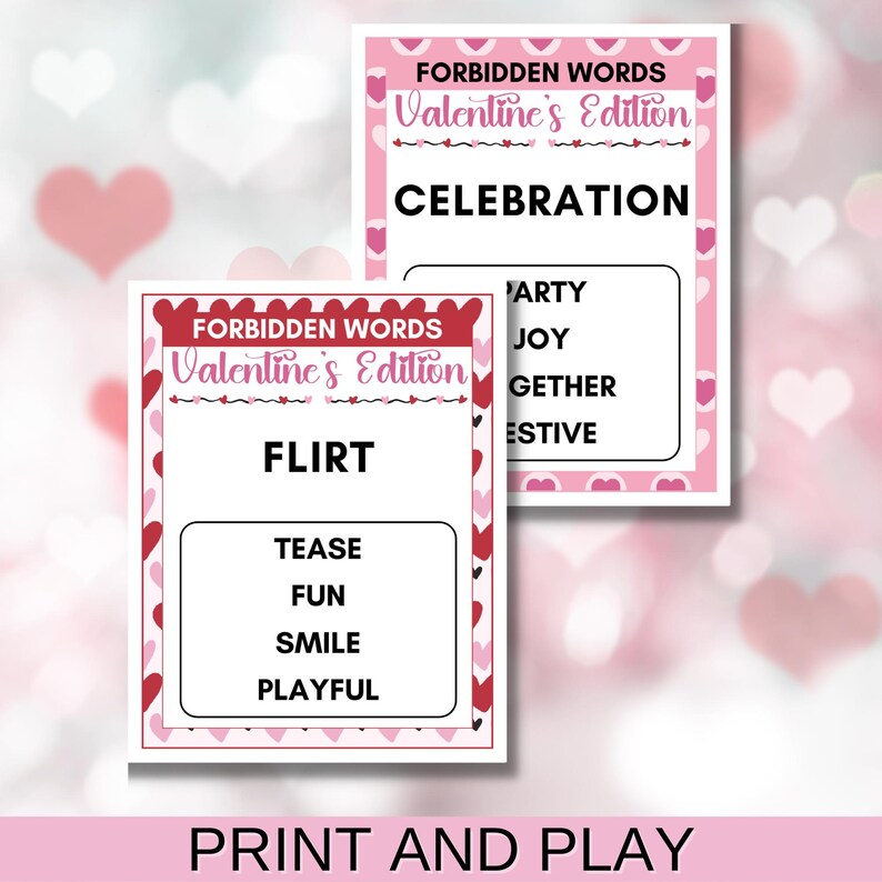 Valentine's Day Taboo Game, Forbidden Words Family Game, Fun Galentine ...