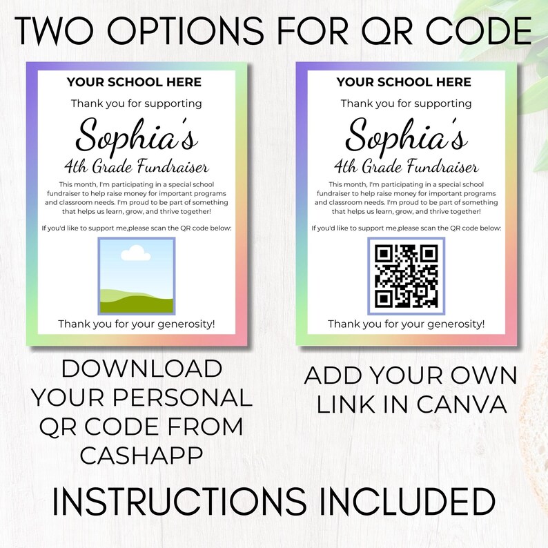 Editable School Fundraiser QR Code Sign, Canva Template (digital ...