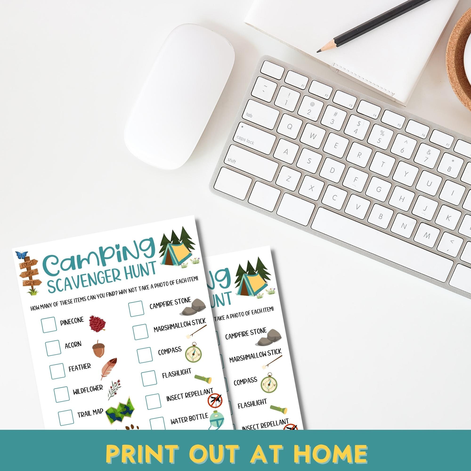 Camping Scavenger Hunt, Printable Camping Trip Game, Summer Camp ...
