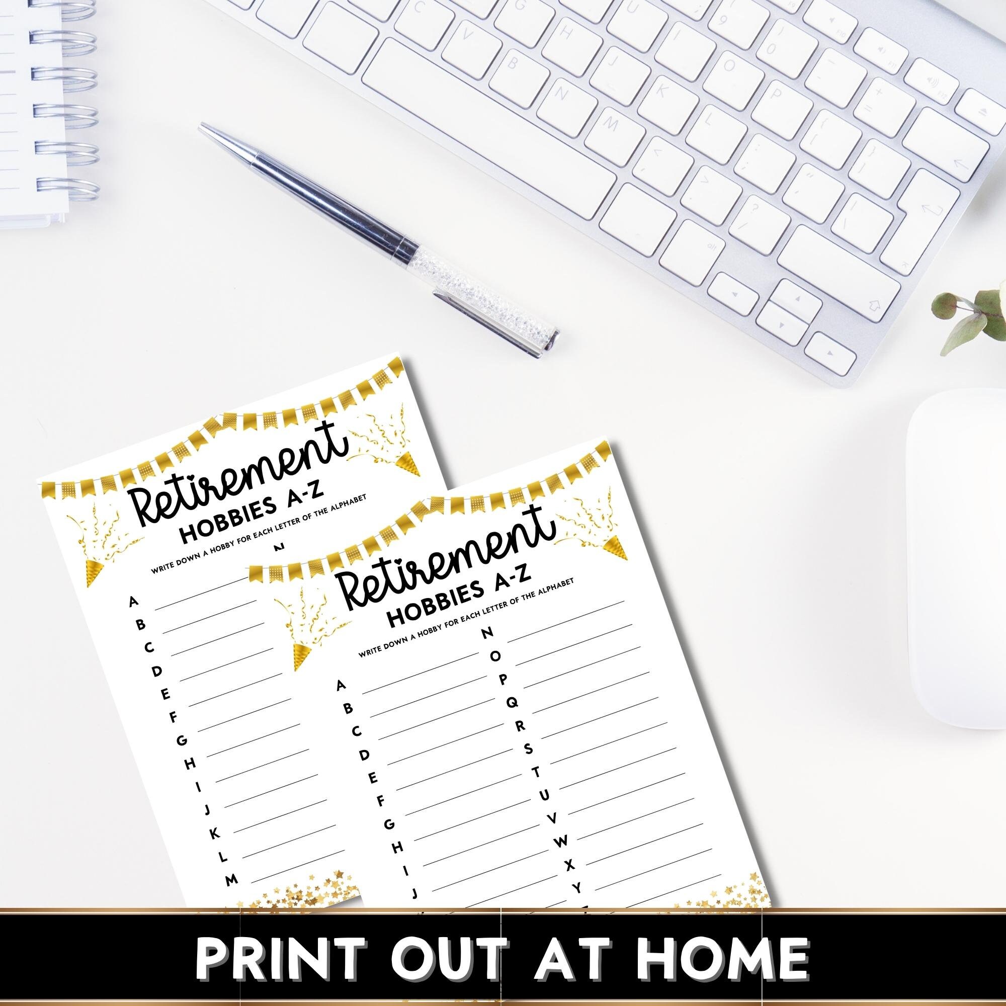Printable Retirement Party Hobbies A-Z Game, Icebreaker, Work Party for ...