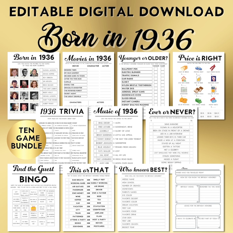 Trivia Birthday Template - Etsy