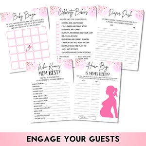 Baby Shower Game Bundle - 20 Fun Baby Games - Pink Baby Shower Activity ...
