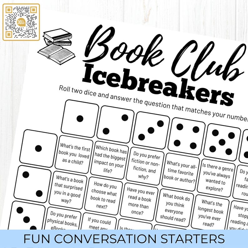 Book Club Icebreaker Game, Digital Download for Reading Groups ...