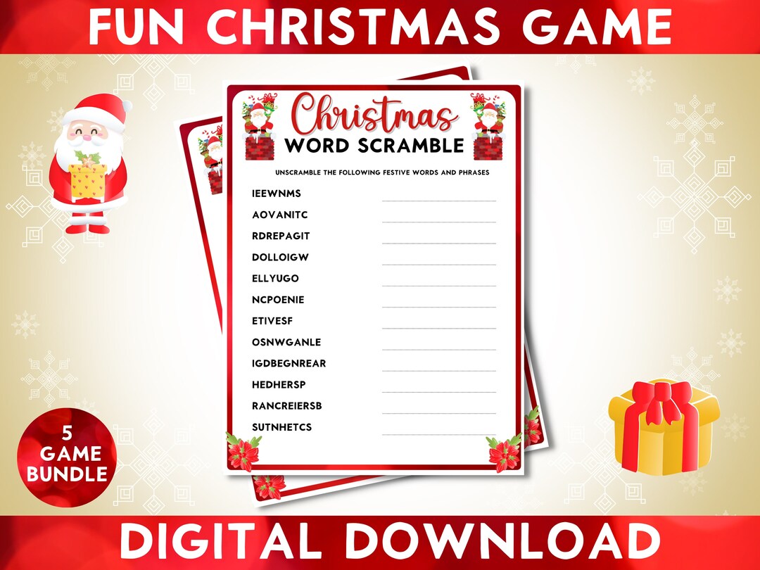 Christmas Word Scramble Game, Digital Download, Party Game, Festive ...
