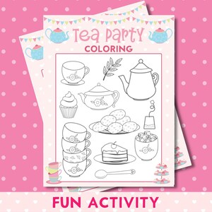 Tea Party Printable Coloring Page, Girls Birthday Party, Afternoon Tea ...