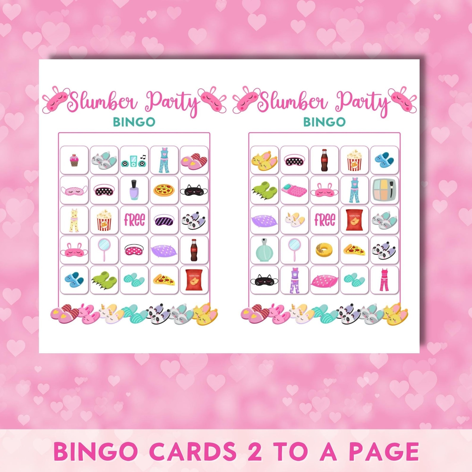 Printable Slumber Party Bingo Game, Sleepover, Pajama Party, Girls ...