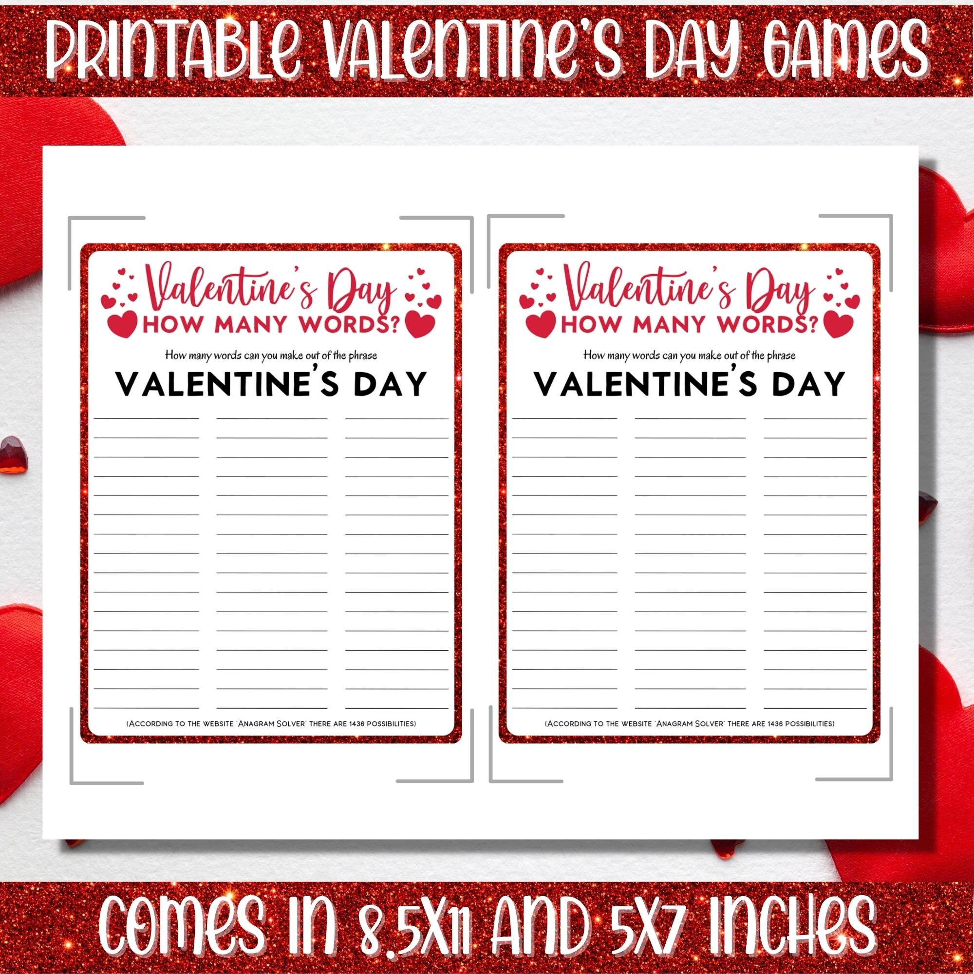 Printable Valentine's Day How Many Words Party Game - Etsy