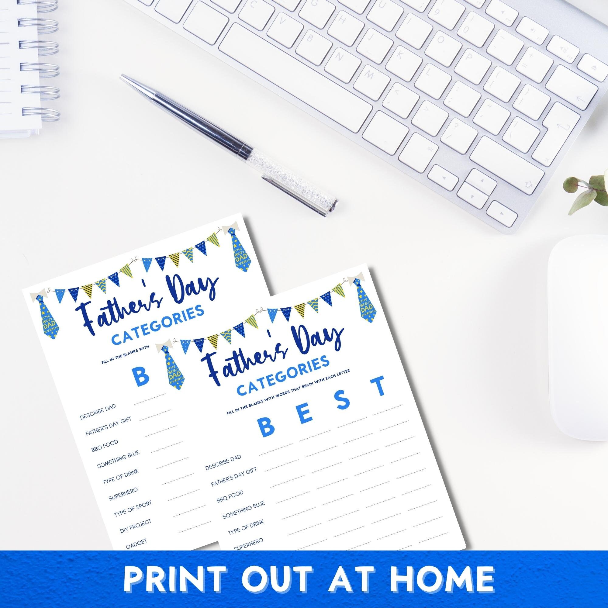 Father's Day Party Game, Father's Day Activity, Father's Day Game ...