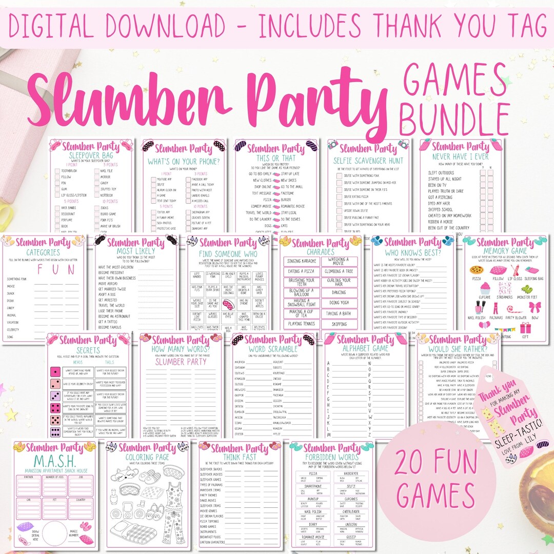 Slumber Party Games. Sleepover Games, Tweens Party, Teen Birthday Games ...