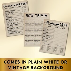 46th Birthday Party Games, Born in 1979, Printable 10 Game Bundle ...