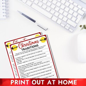 Christmas Traditions Printable Quiz, Digital Download, Party Game ...