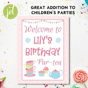Tea Party Welcome Poster and Menu, Editable Printable, Personalized ...