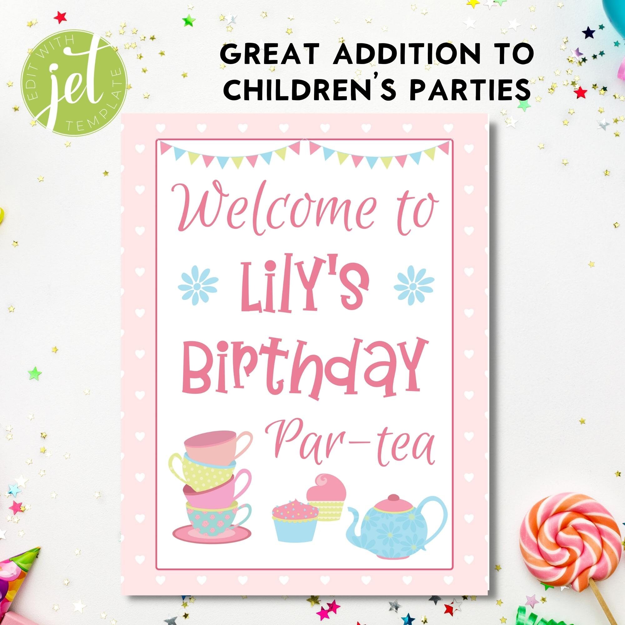 Tea Party Welcome Poster and Menu Editable Printable - Etsy
