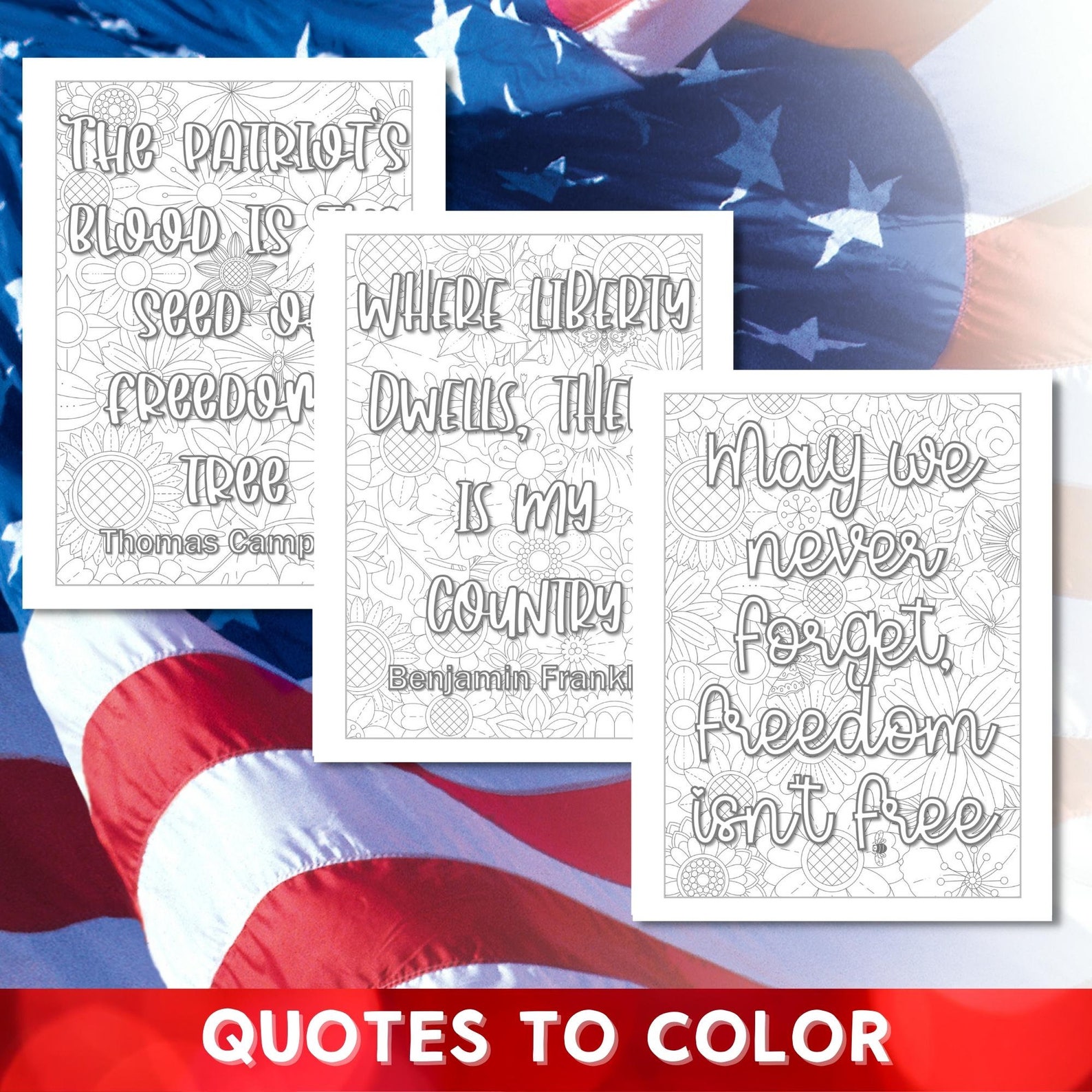 Printable Patriotic Quotes Coloring Pages, Memorial Day, Independence ...