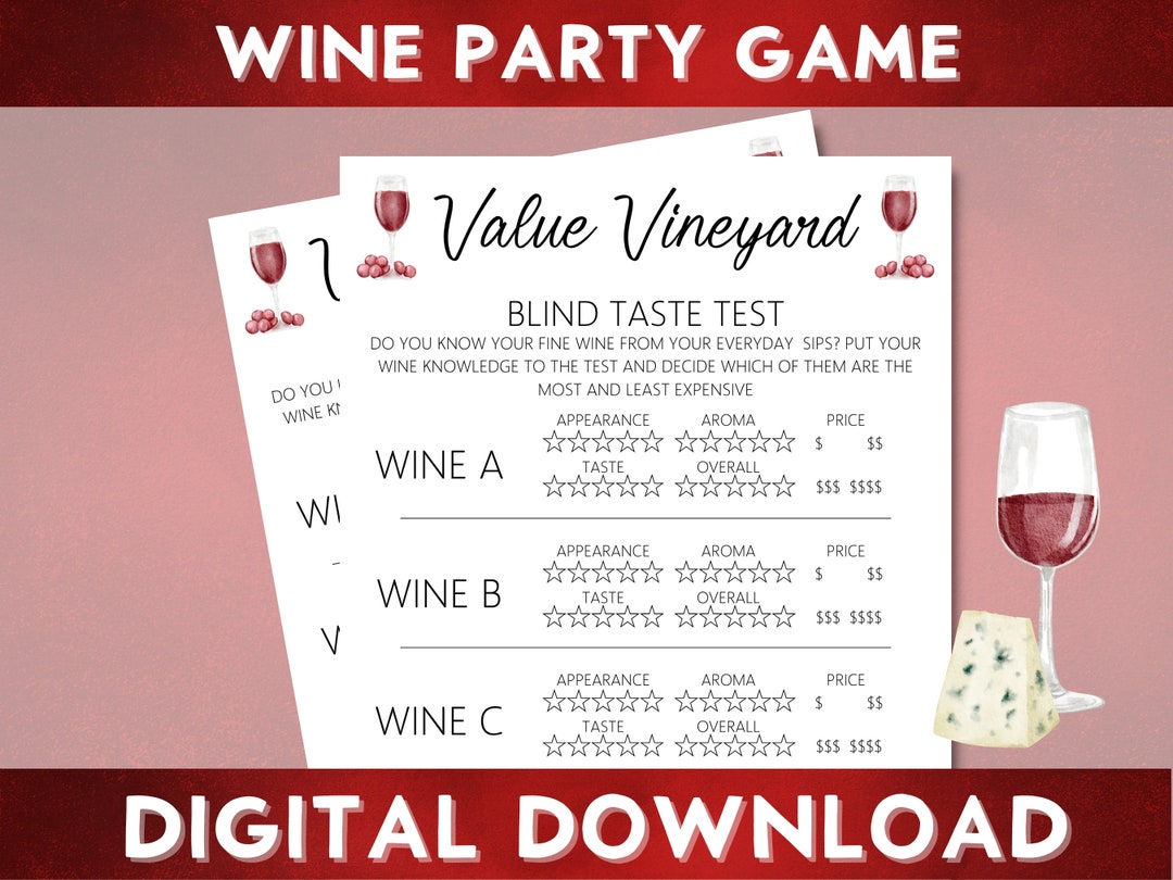 Wine Party Value Vineyard Mystery Wine Tasting Game, Printable Game ...