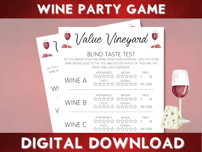 Wine Party Value Vineyard Mystery Wine Tasting Game Printable - Etsy