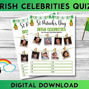 Printable St Patrick's Day Irish Celebrities Party Game, St Paddy's Day ...