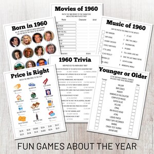 65th Birthday Party Games Bundle, Fun Printable Games for Adults, Born ...