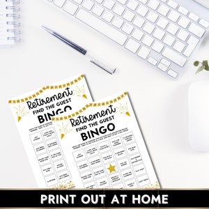 Printable Retirement Party Find the Guest Bingo Game, Icebreaker, Work ...