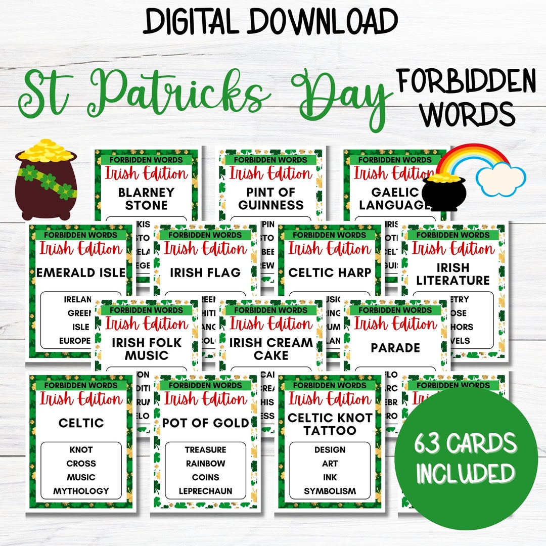 St Patrick's Day Forbidden Words Game | Irish Party (digital Download ...