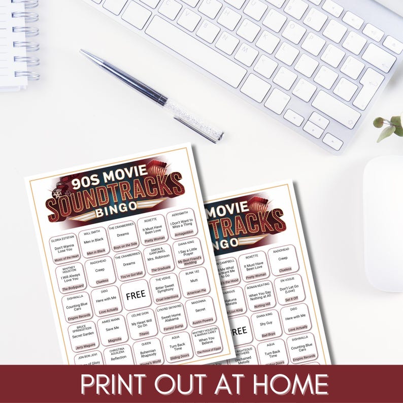 90s Movie Soundtracks Bingo – Printable Music Game With Spotify ...