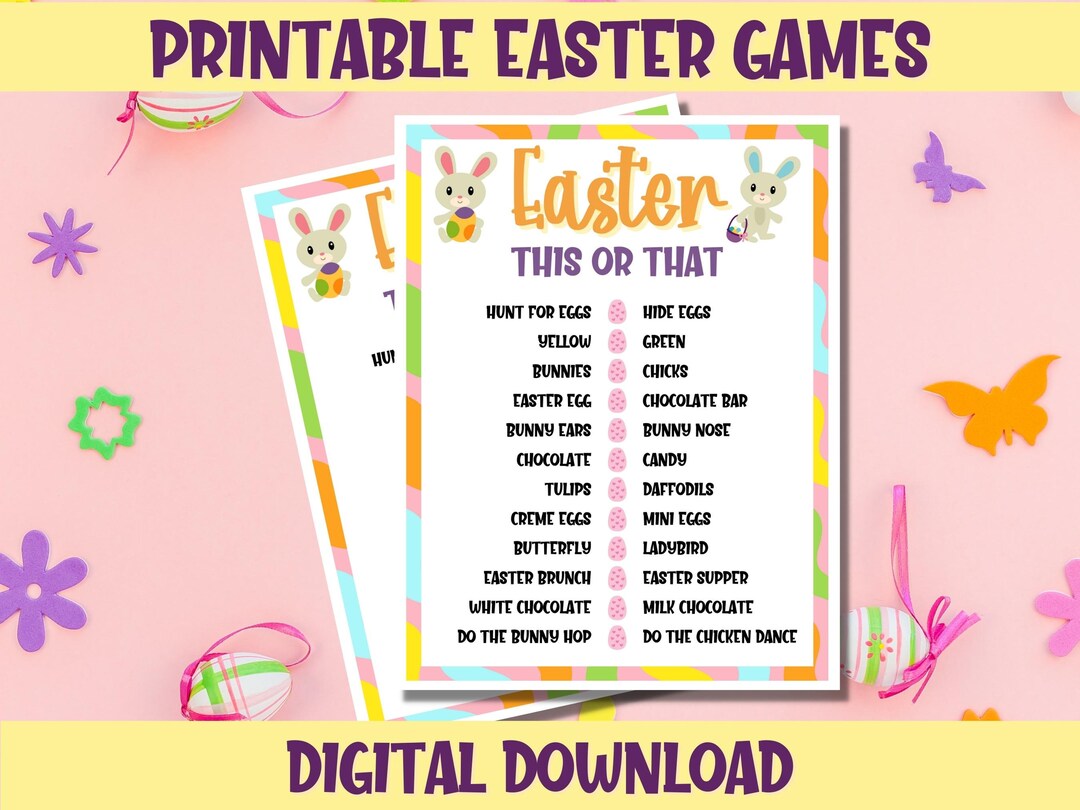 Printable Easter This or That Game, Would You Rather, Fun for Children ...