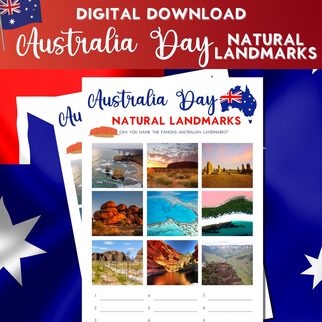 Australia Day Natural Landmarks Quiz, Australia Themed Quiz, Printable ...