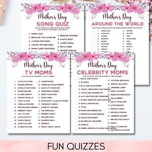 Printable Mother's Day Games Bundle, Mother's Day Quiz, Family Game ...