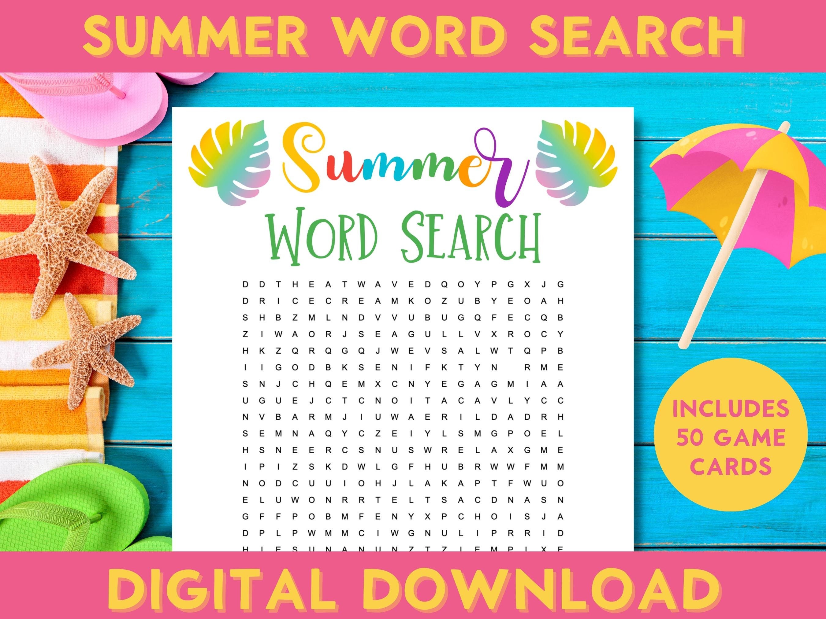 Summer Word Search Game Printable Activity Pool Party - Etsy Australia