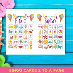 Summer Party Printable Bingo Game, 50 Cards, Family Fun, End of School ...