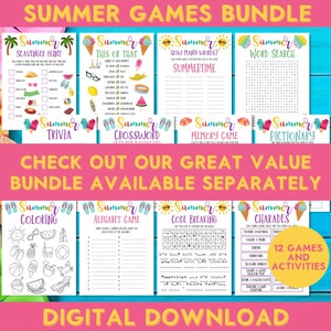 Summer Memory Game, Printable Activity, Pool Party, Family Fun, End of ...