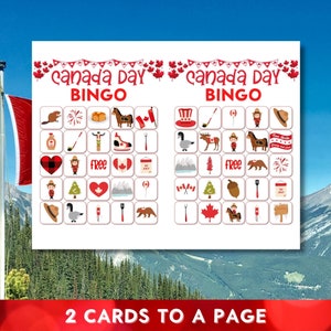 Canada Day Printable Bingo Game, 20 Unique Bingo Cards, Day, Family Fun ...