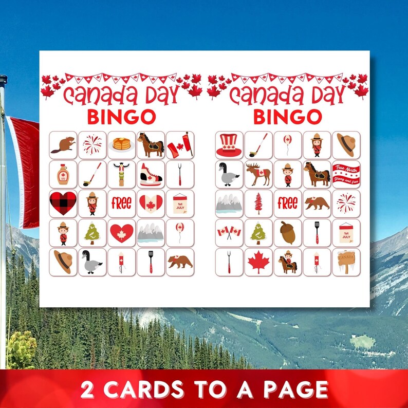 Canada Day Printable Bingo Game 20 Unique Bingo Cards Day - Etsy