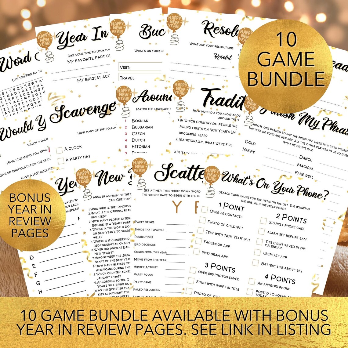 New Year's Eve Party Game Printable Trivia Quiz Game | Etsy