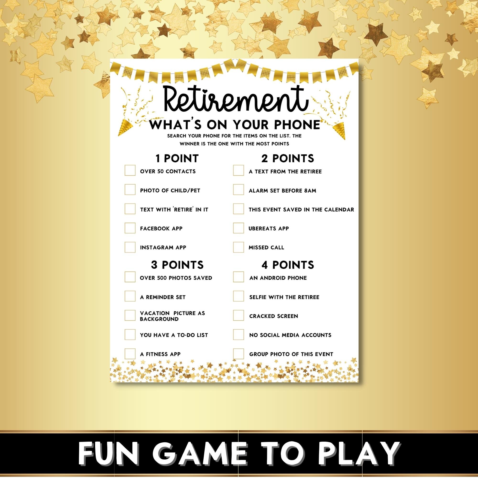 Printable Retirement Party What's on Your Phone Game - Etsy