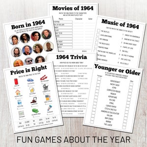 61st Birthday Party Games Bundle, Fun Printable Games for Adults, Born ...