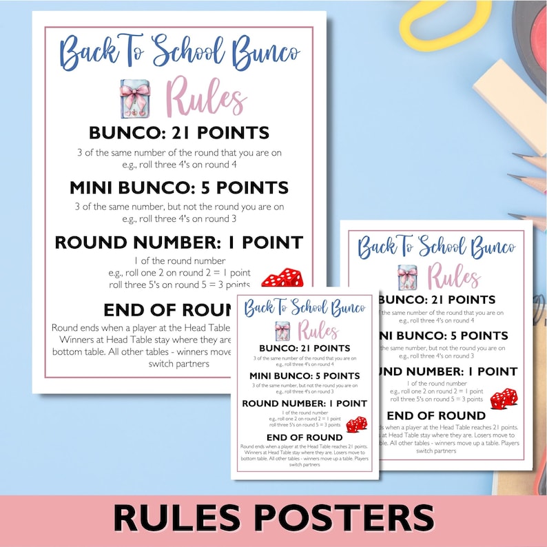 Back to School Bunco Cards, Editable Printable Game Bundle, School ...