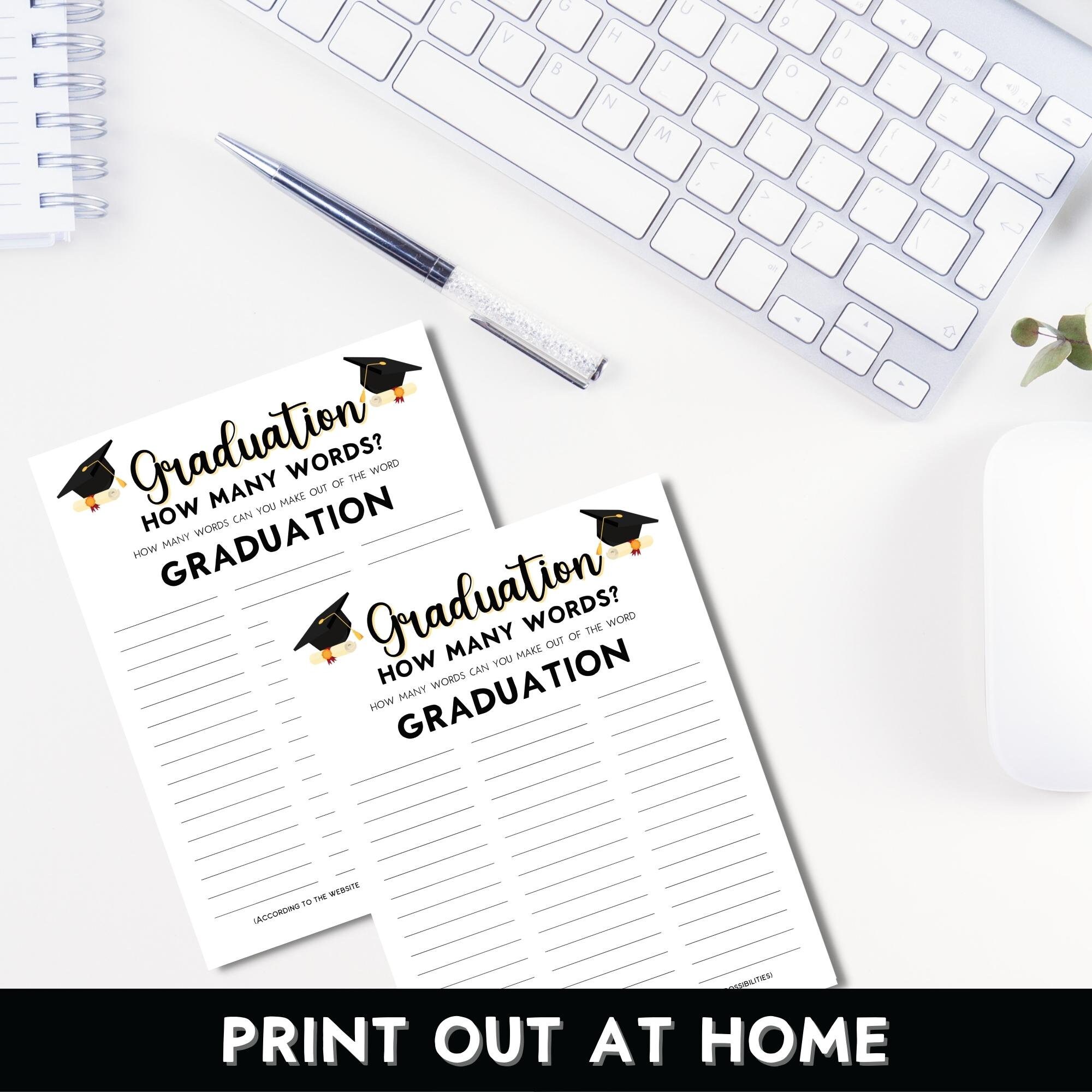 Printable Graduation Party How Many Words College High - Etsy