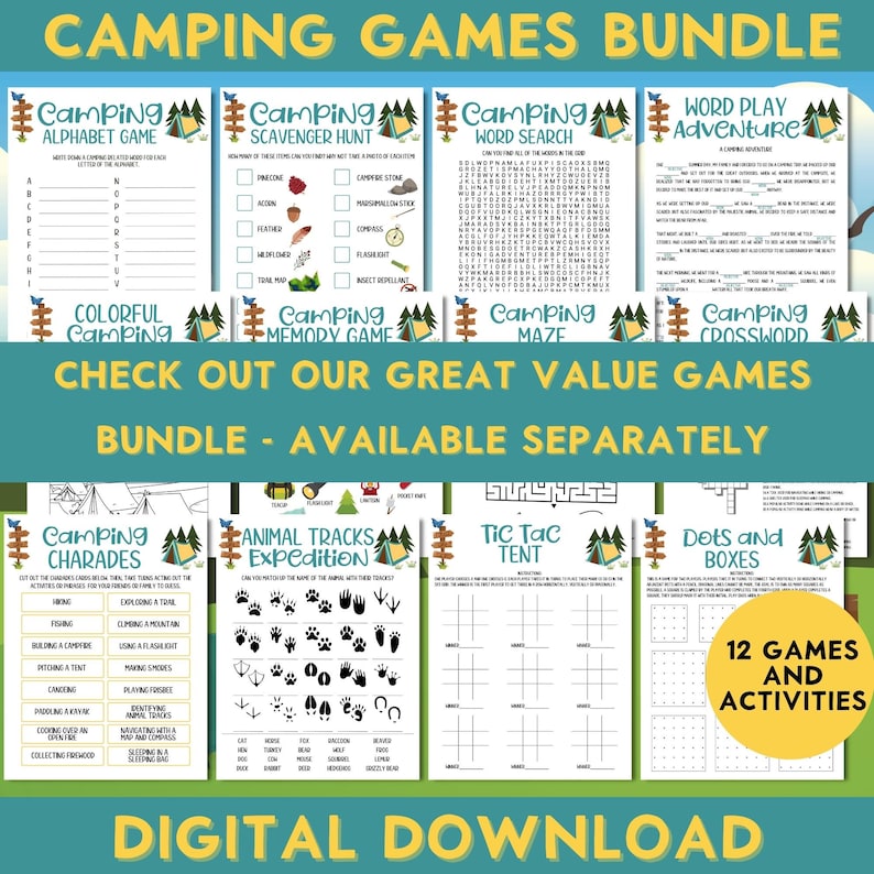 Camping Crossword Puzzle, Printable Camping Trip Game, Summer Camp ...