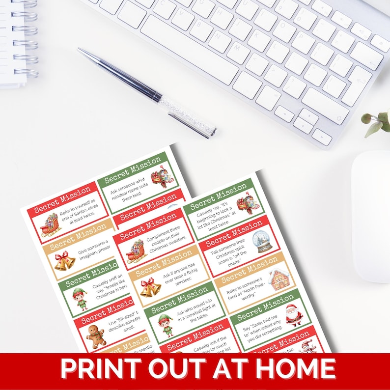 Christmas Secret Mission Dinner Game, 60 Printable Cards + Blank ...