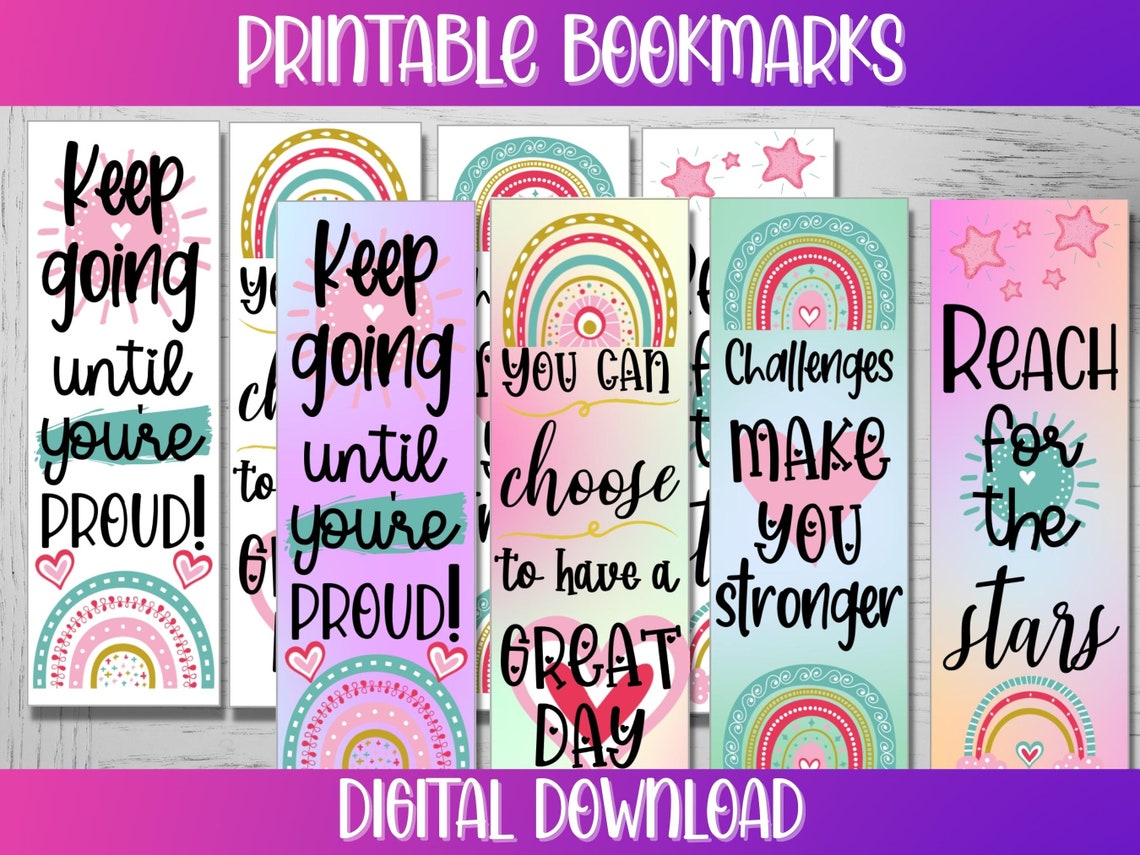 Printable Positive Affirmations Bookmarks, Rainbow Design (digital ...